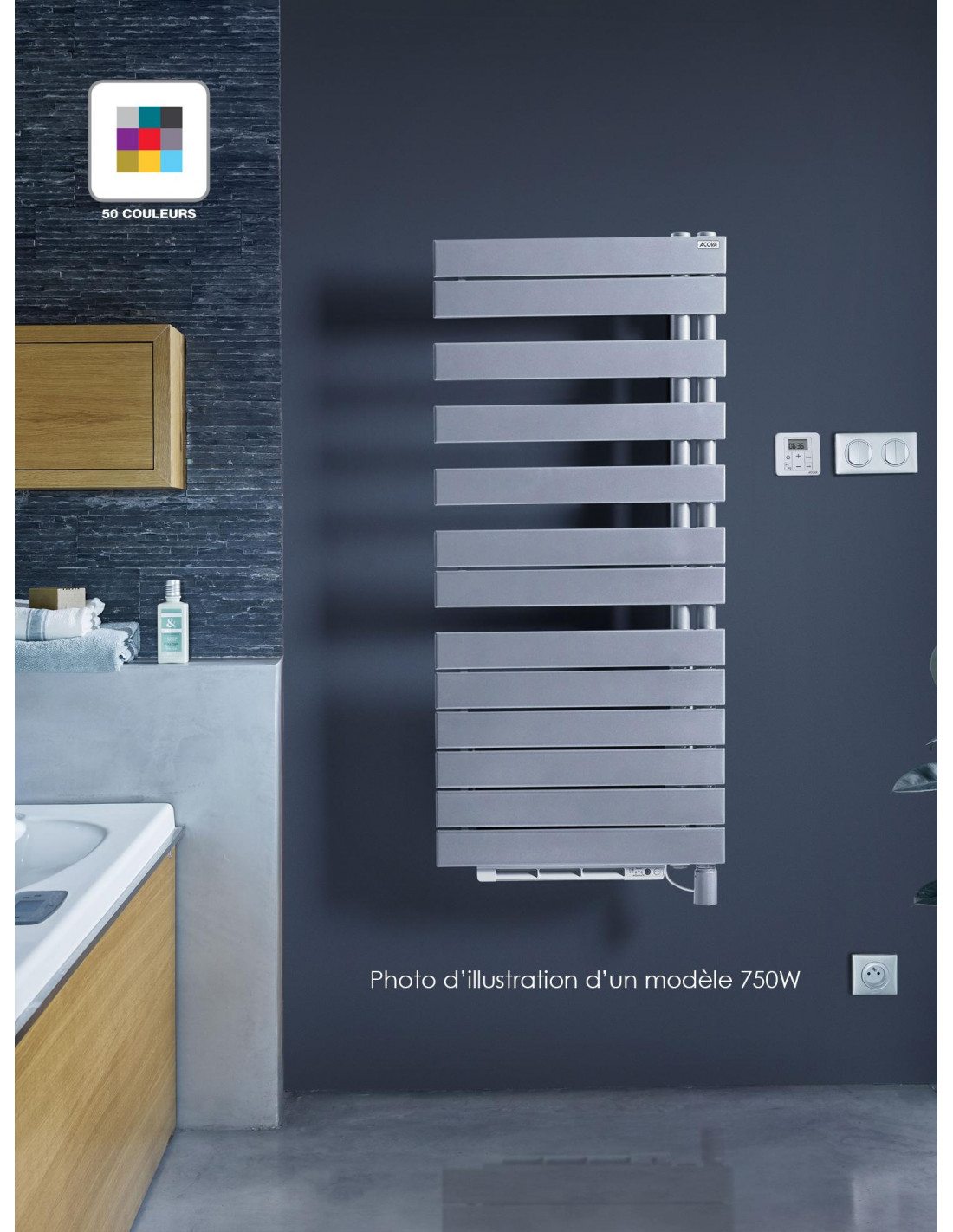 Radiateur sèche-serviettes électrique Régate Twist Air droite couleur ...